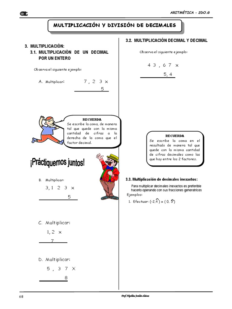 Multiplicación y División de Decimales | PDF | División (Matemáticas ...