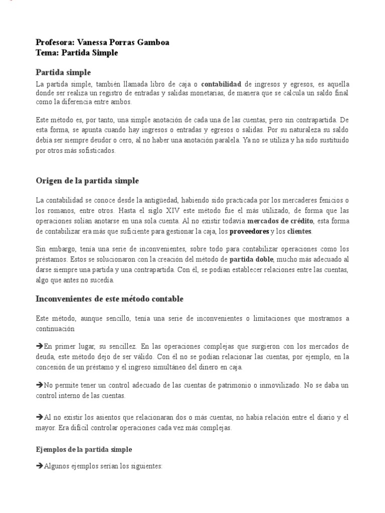 Partida Simple | PDF | Contabilidad | Economias