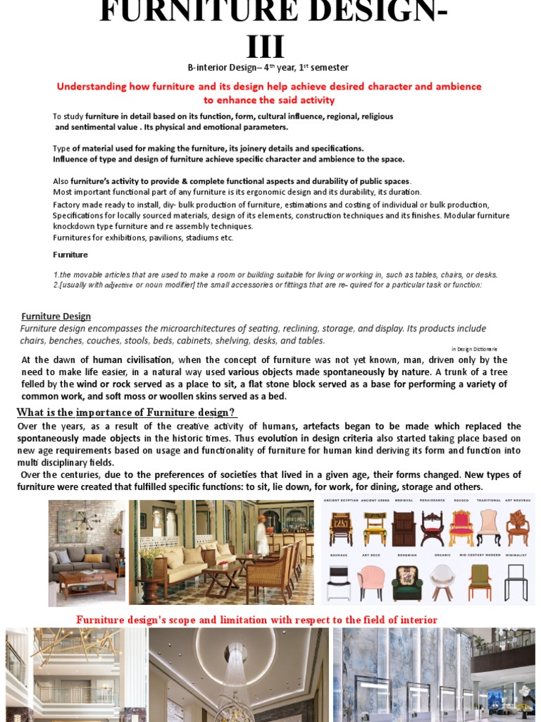 Furniture Design Svit 4th Yr 2nd Sem | PDF | Furniture | Chair