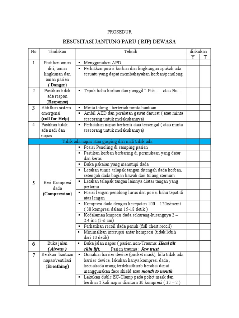 Prosedur CPR Dewasa 2022 | PDF
