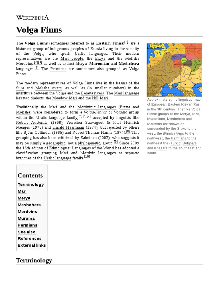Volga Finns: Terminology Mari Merya Meshchera Mordvins Muroma Permians ...
