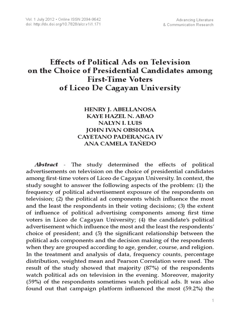 Impact of TV Political Ads on Voter Choice | PDF | P Value ...