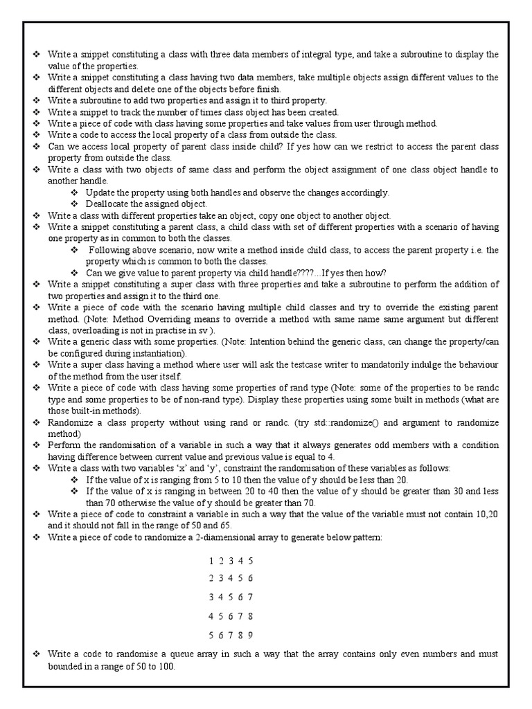 Practice Assignment For Systemverilog Pdf Class Computer Programming Method