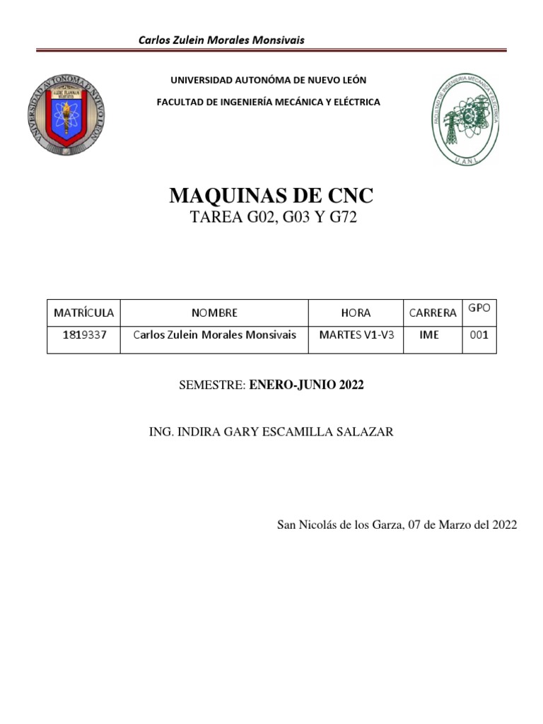 Tarea G02-G03-G73 CNC | PDF