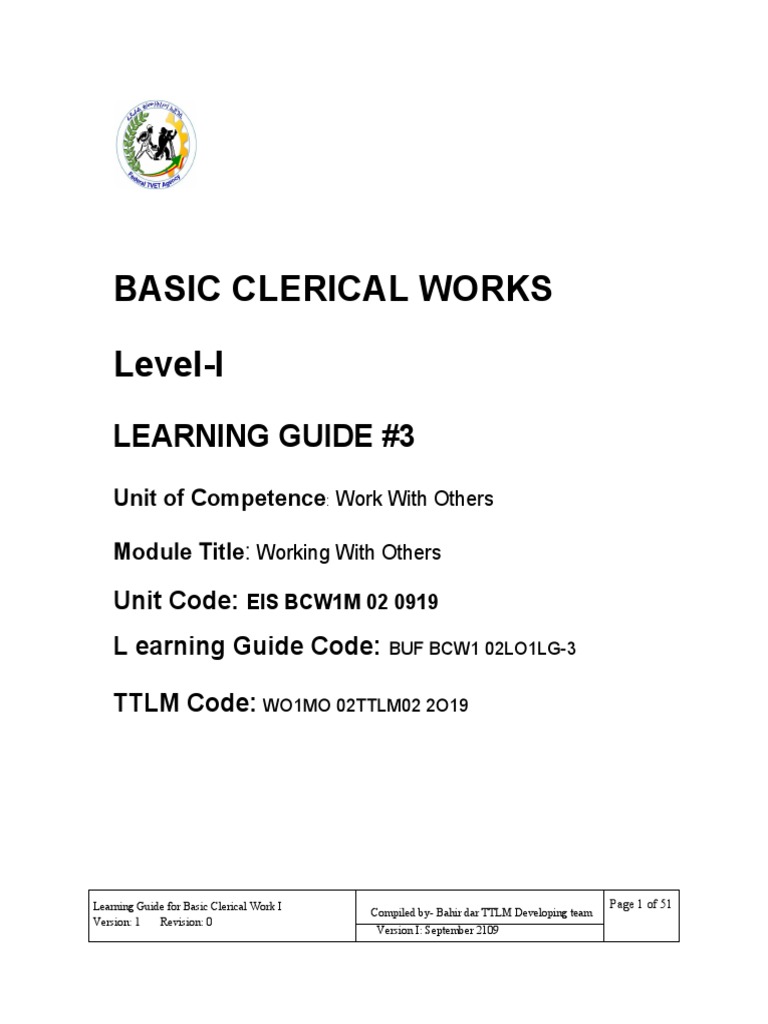 Basic Clerical Works Level-I: Learning Guide #3 | PDF | Employment ...