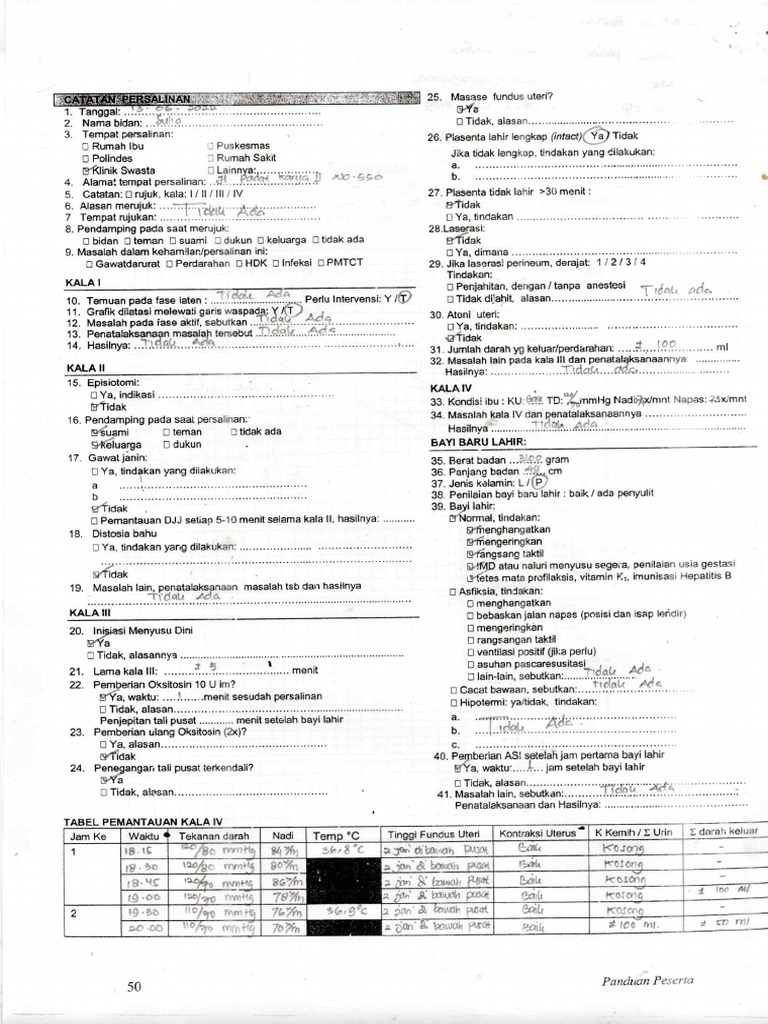 Partograf Bagian Belakang | PDF