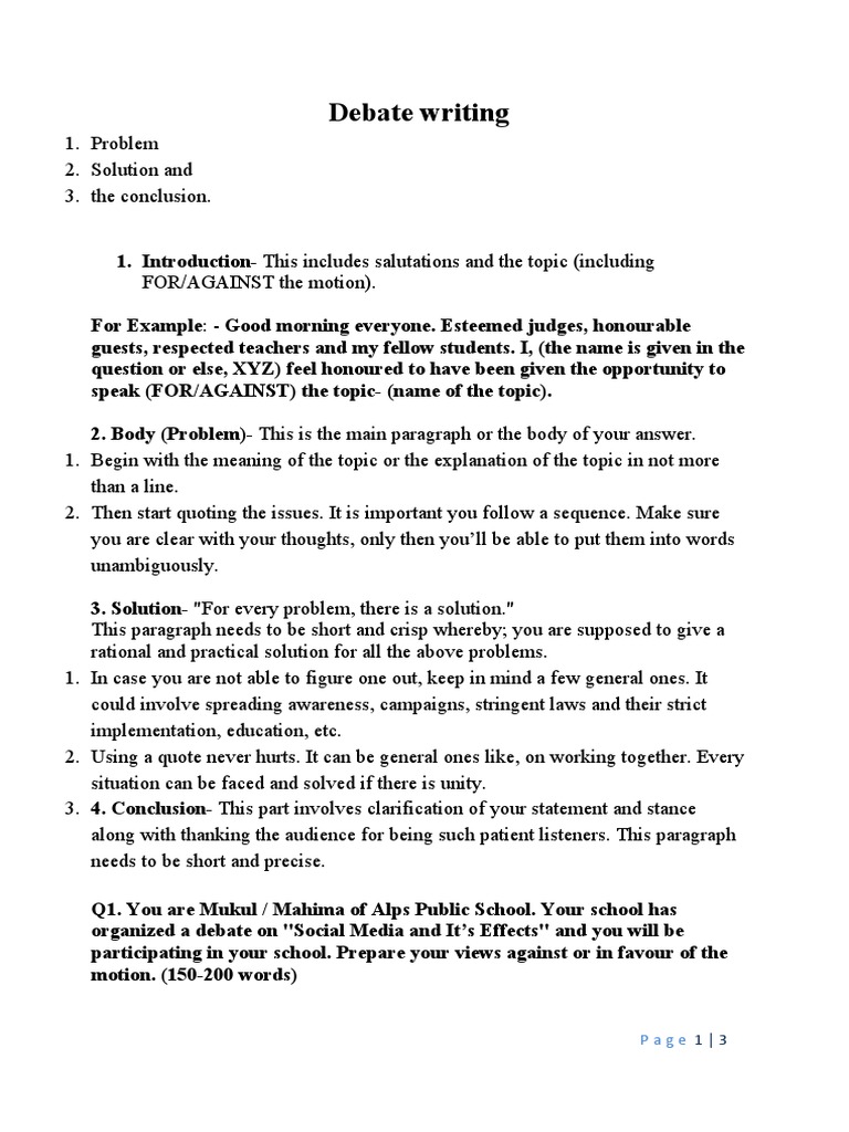 Debate Writing | PDF | Social Media | Popular Culture & Media Studies