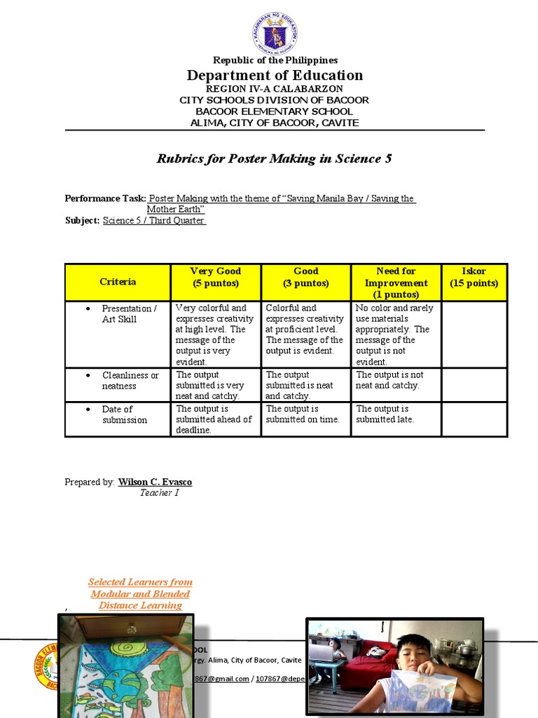 Department of Education: Rubrics For Poster Making in Science 5 | PDF ...