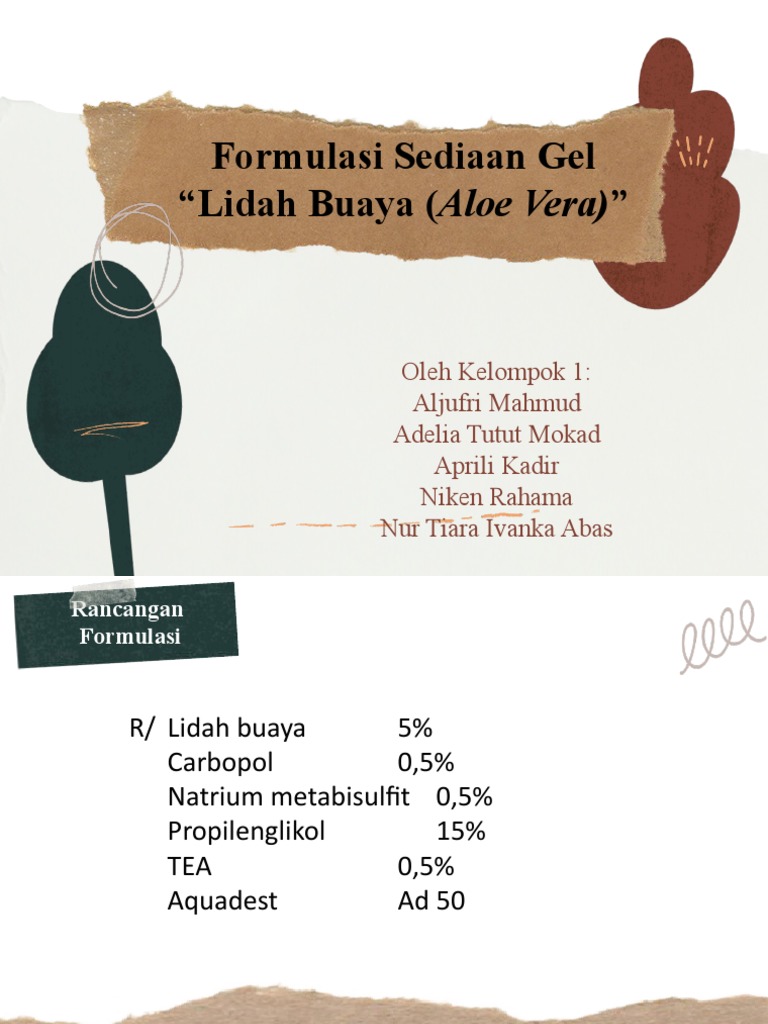 Formulasi Sediaan Gel "Lidah Buaya (Aloe Vera) | PDF