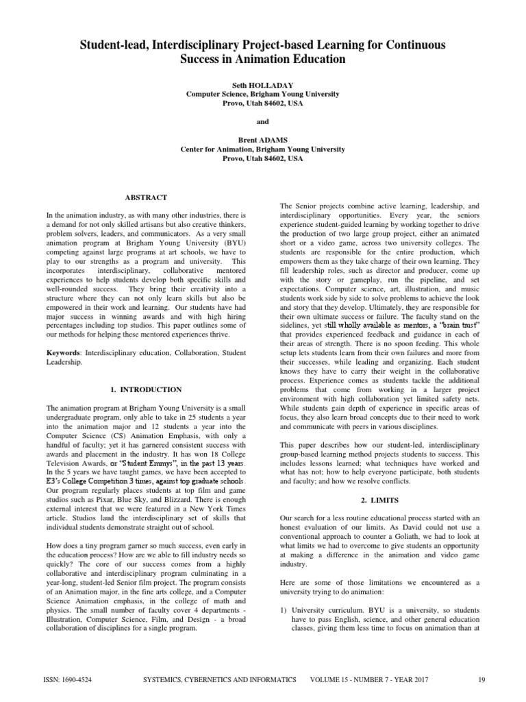 BYU Animation Student-Led Interdisciplinary Project-Based Learning ...