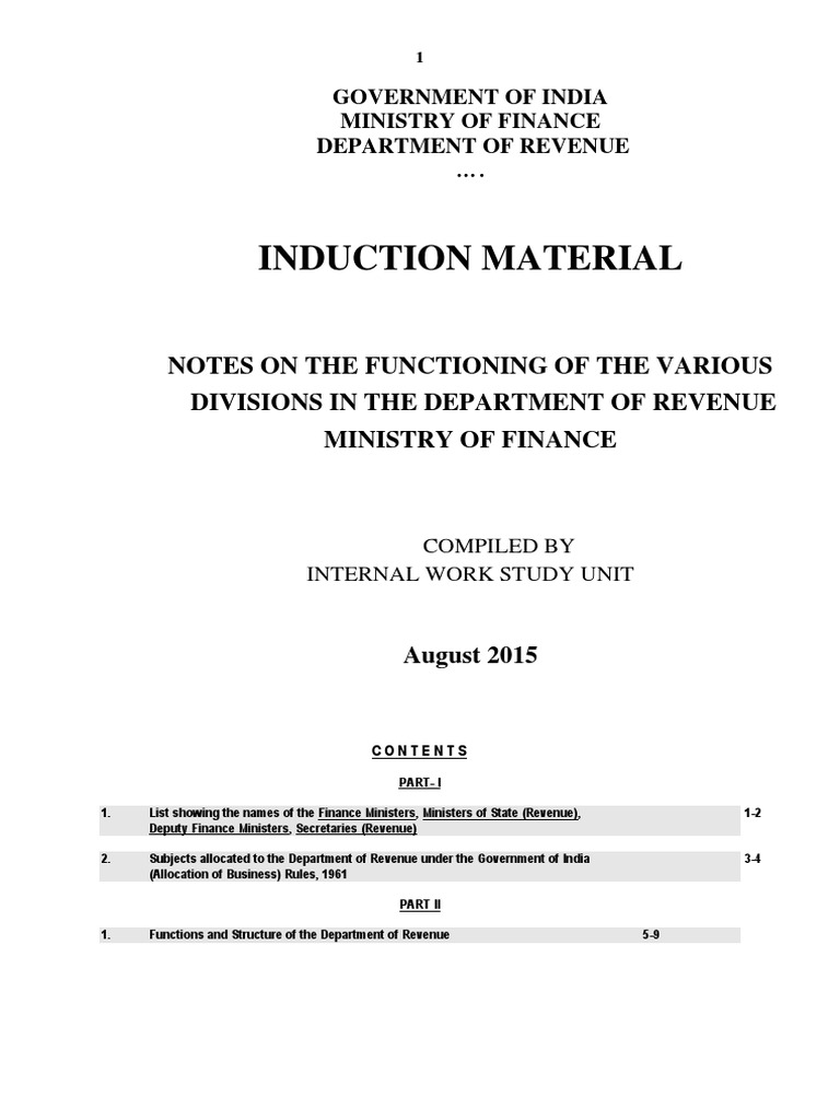 INDUCTION MATERIAL 1st September 2015-Latest | PDF | Taxes | Opium