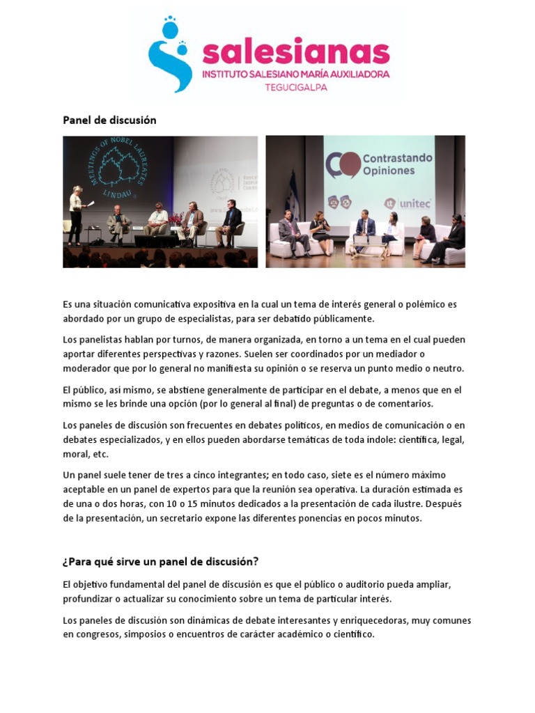 Definición y objetivos del panel de discusión | PDF | Science