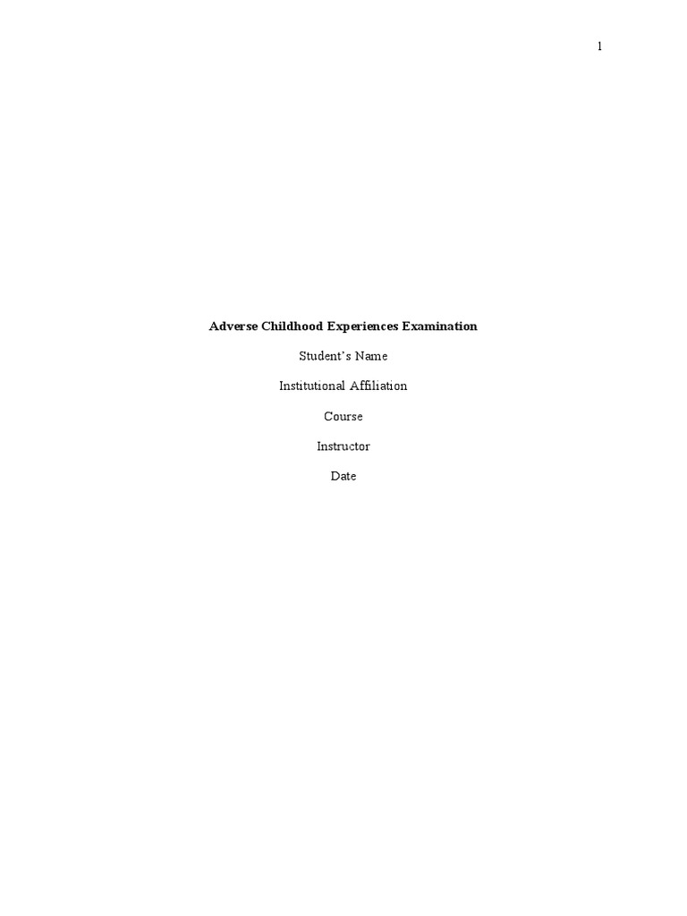 Adverse Childhood Experiences Examination | PDF | Violence | Depression ...