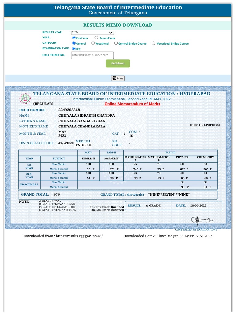 Intermediate Memo Download 2022 | PDF | Educational Stages