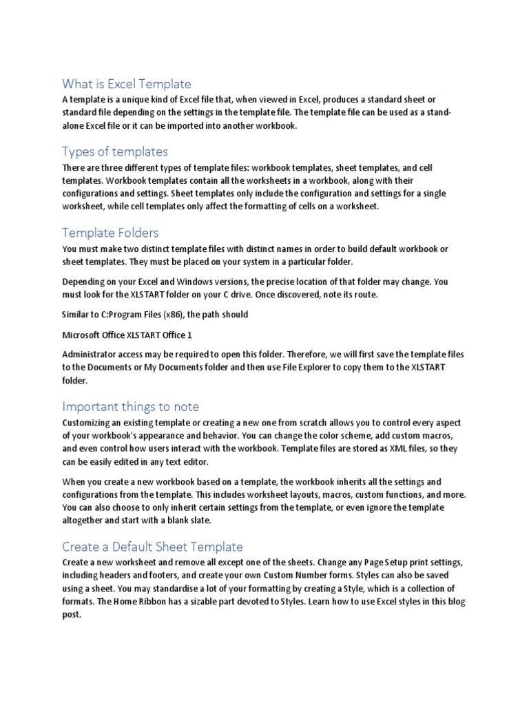 What is Excel Template | PDF | Microsoft Excel | Computer File