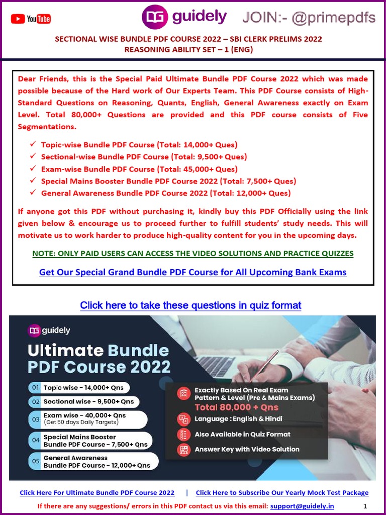 Guidely Reasoning Sectional 1-10 PDF - Watermark | PDF | Test ...