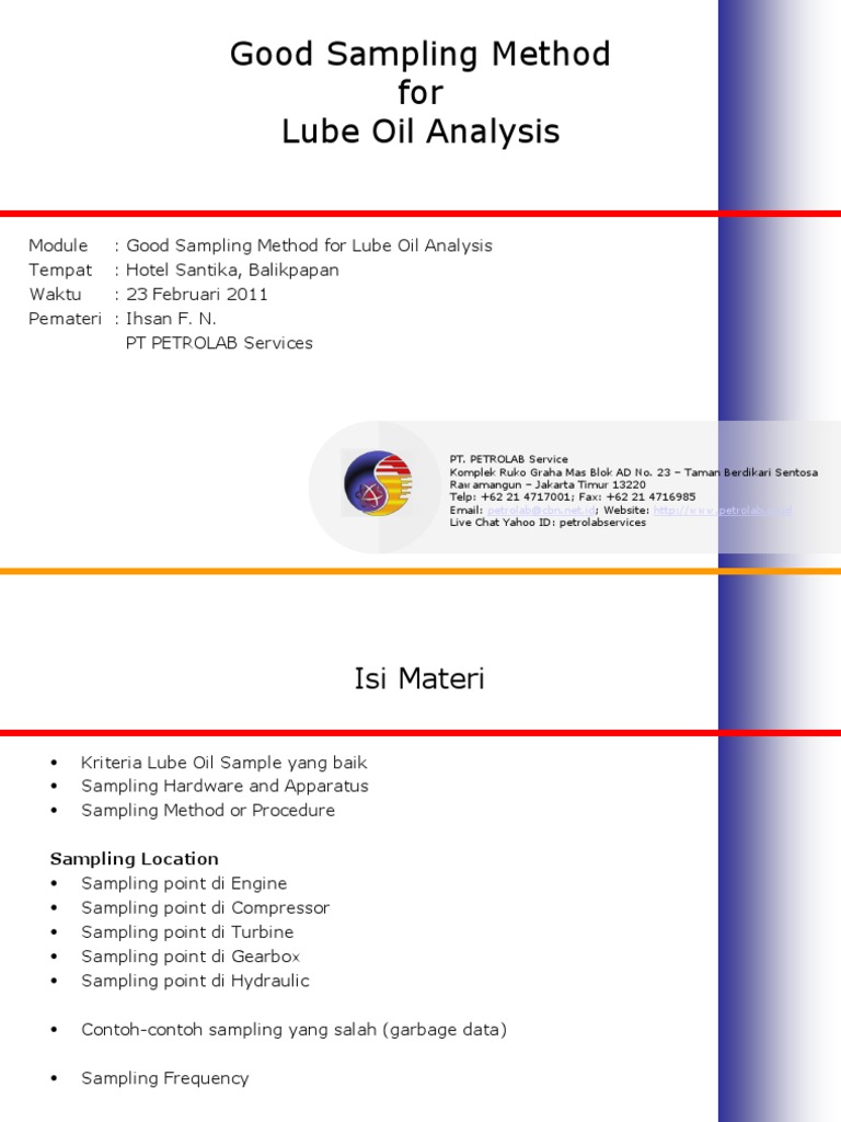 Good Sampling Method For Lube Oil Analysis | PDF