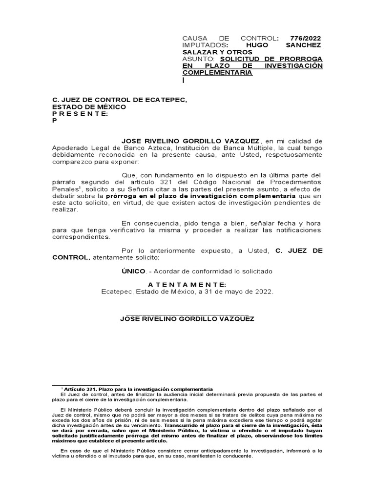 Prorroga Investigacion Complementaria | PDF