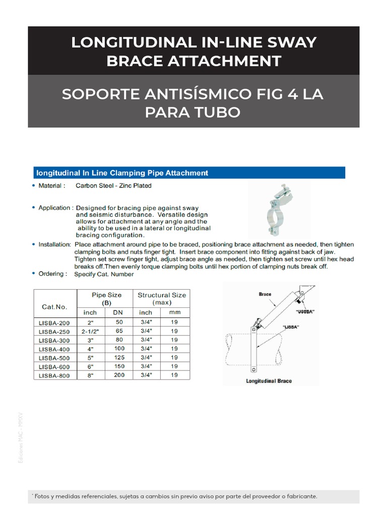 Hoja Tecnica Soporte Antisismico Fig 4la Ul Fm Pdf