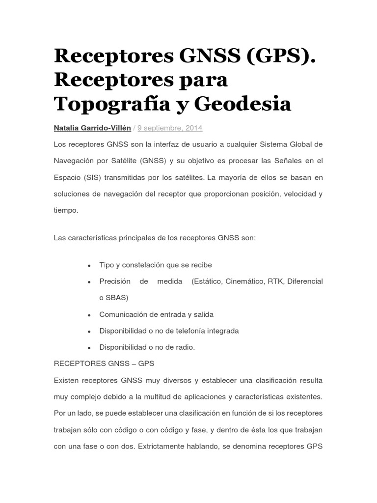 Receptores GNSS | PDF | Sistema de Posicionamiento Global ...