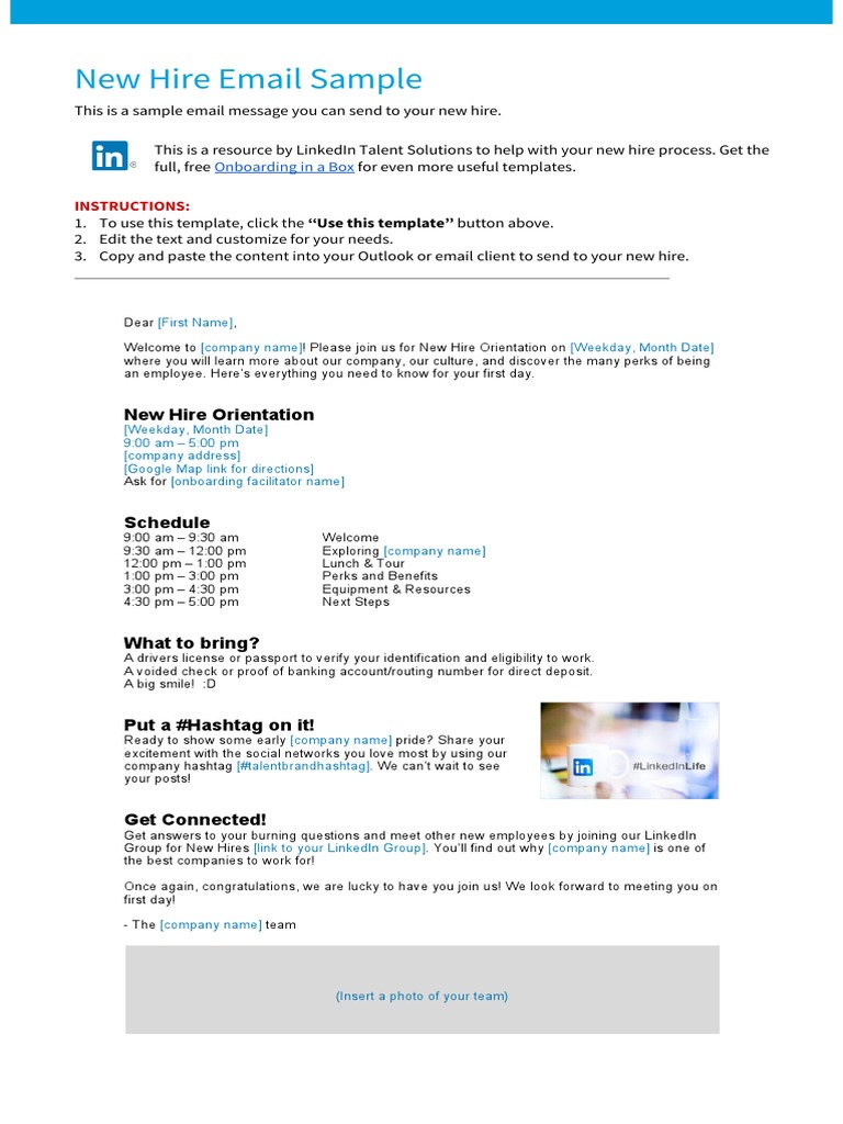 New Hire Email Sample | PDF