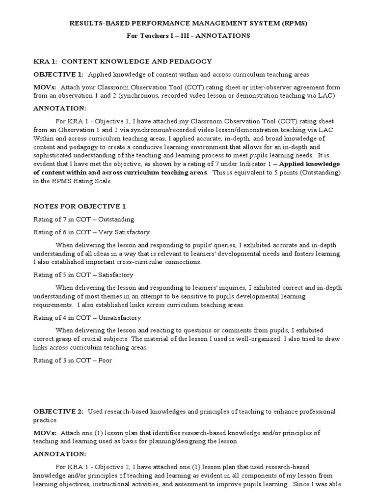 2021 Sample Annotation For Teacher I III | PDF | Attention Deficit ...