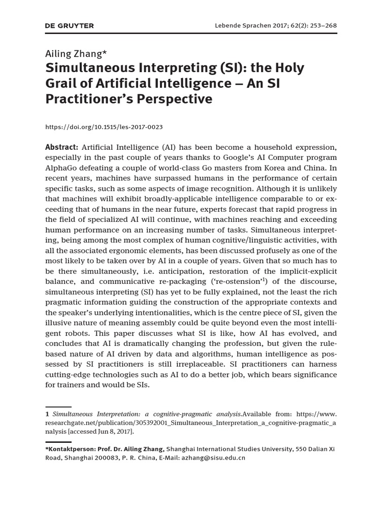 SI and AI: The Future of Interpretation | PDF | Artificial Intelligence ...