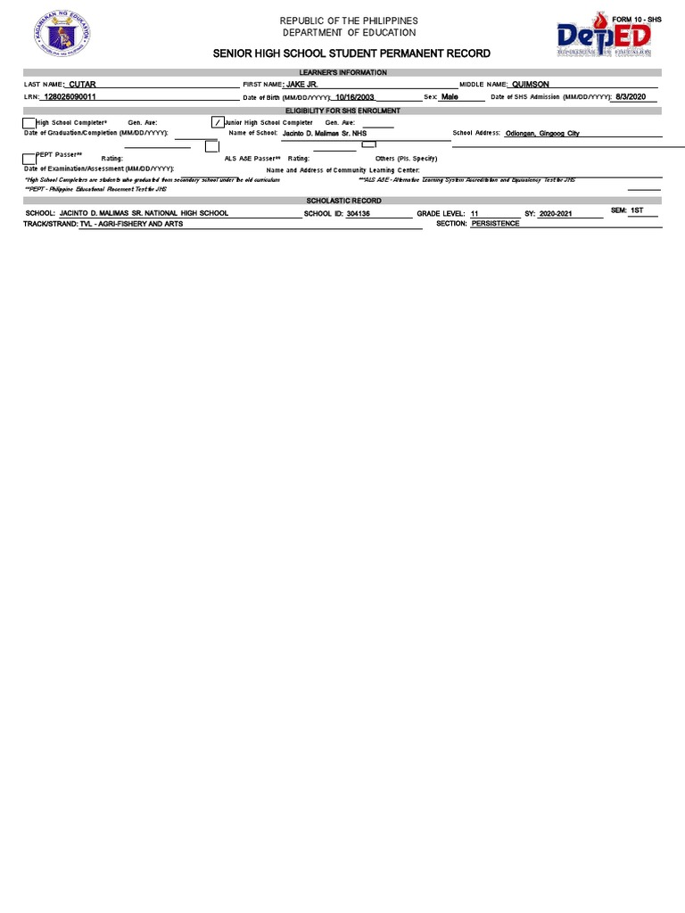 Form 137 Generated | PDF | Middle Schools | Learning
