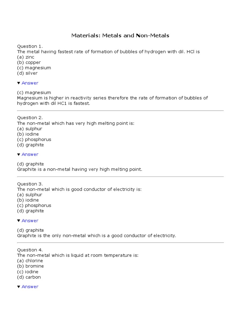 SCIENCE Metals and Non Metals | PDF | Oxide | Metals