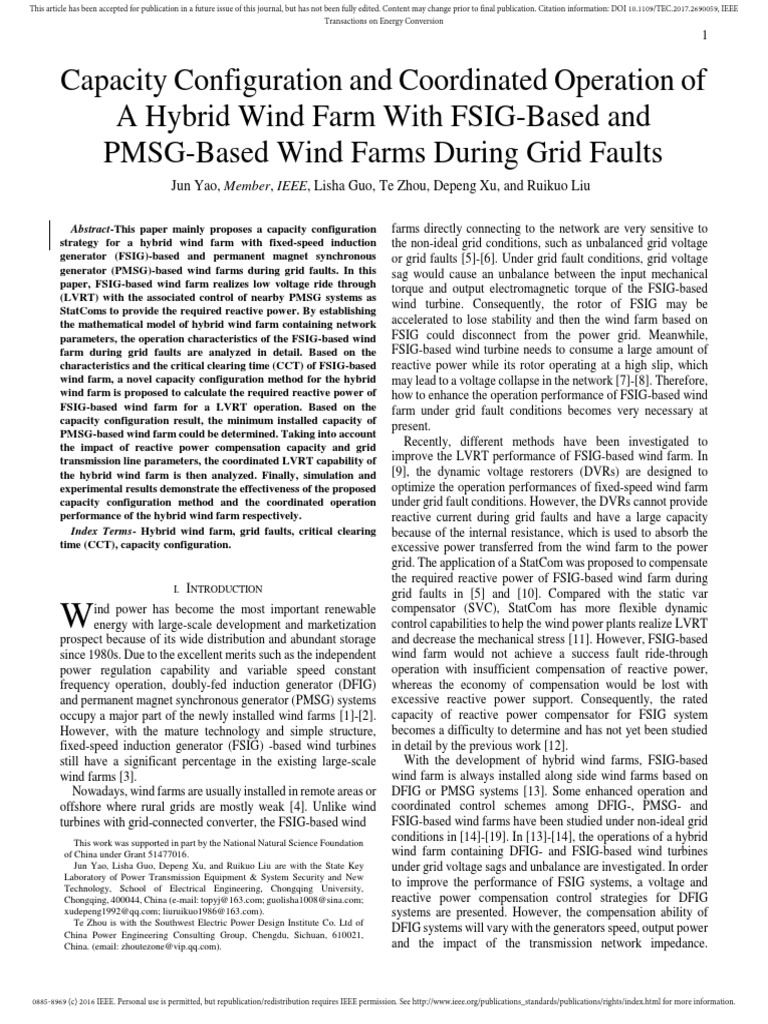Capacity Configuration and Coordinated Operation of A Hybrid Wind Farm ...