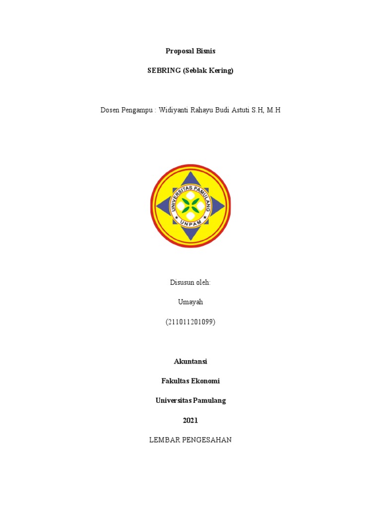 Dosen Pengampu: Widiyanti Rahayu Budi Astuti S.H, M.H: Proposal Bisnis ...