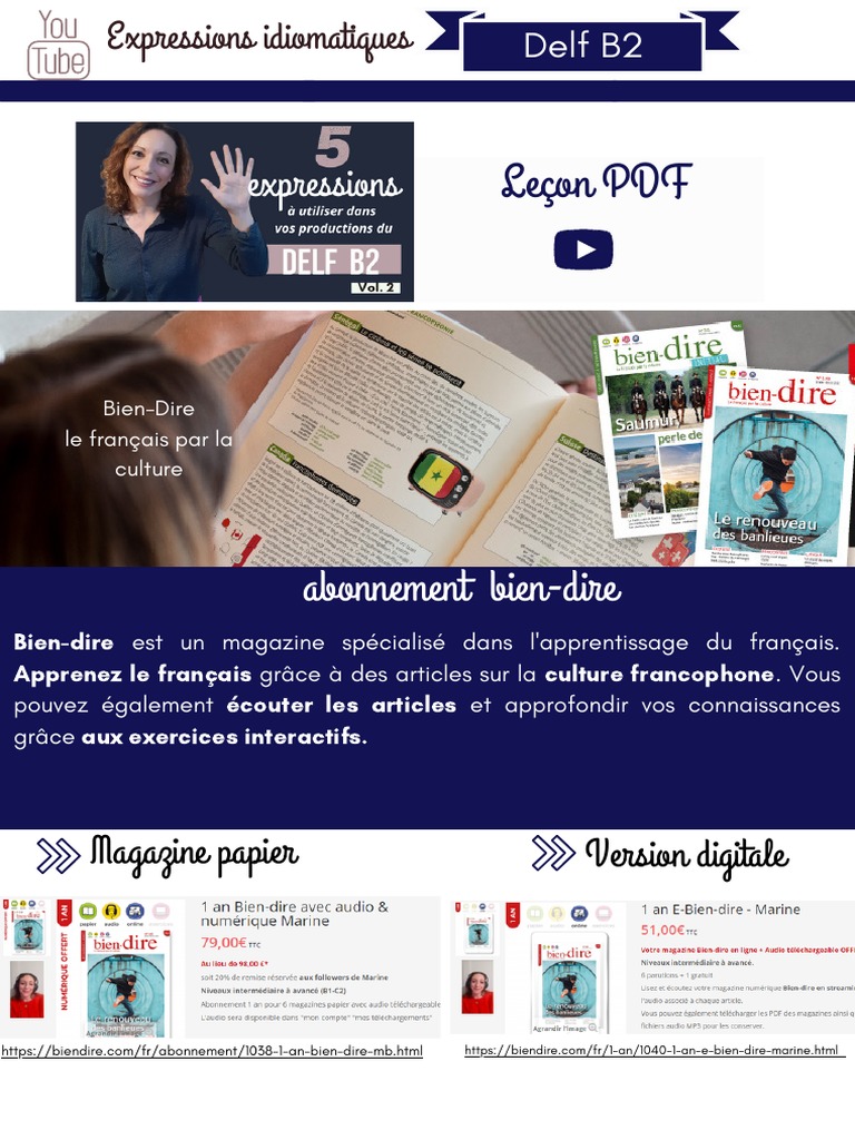 Expressions Idiomatiques Françaises B2 | PDF