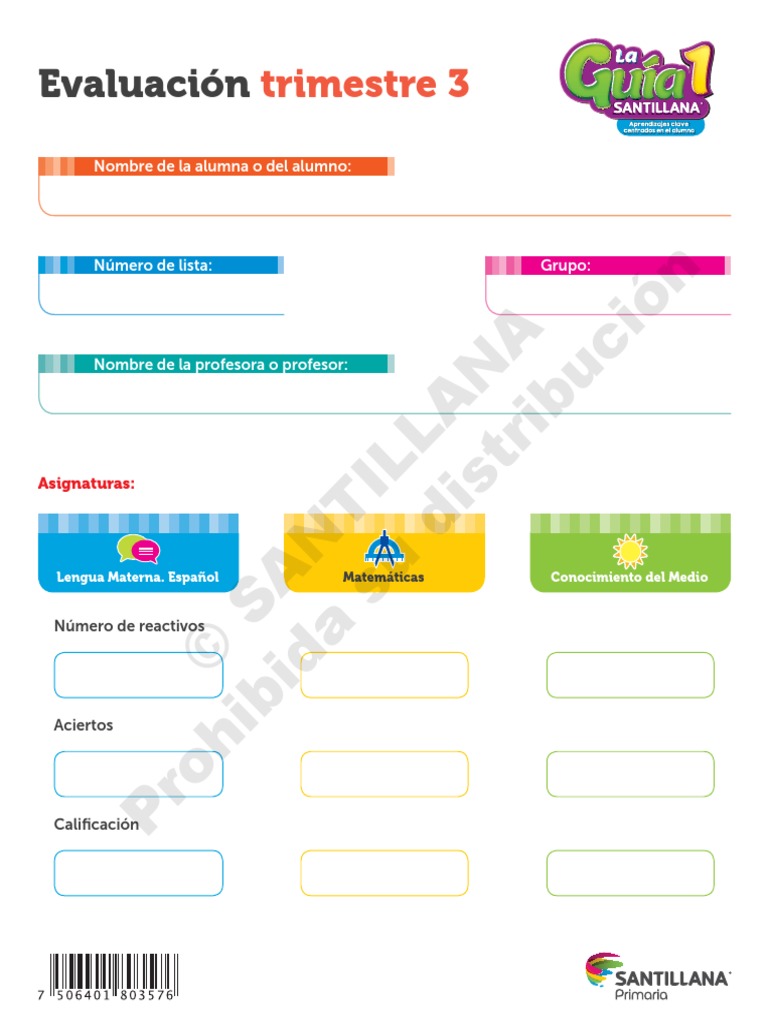 ? 1°evaluacion III Santillana | PDF | Residuos | Calendario