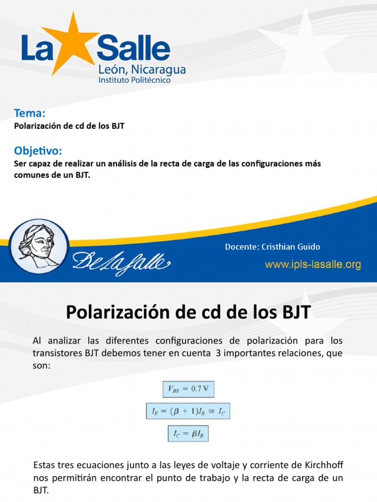 Análisis de la polarización de corriente directa y determinación del punto de operación en ...