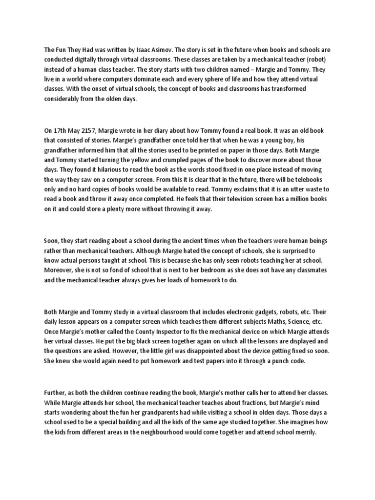 1.the Fun They Had (Summary) | PDF | Books