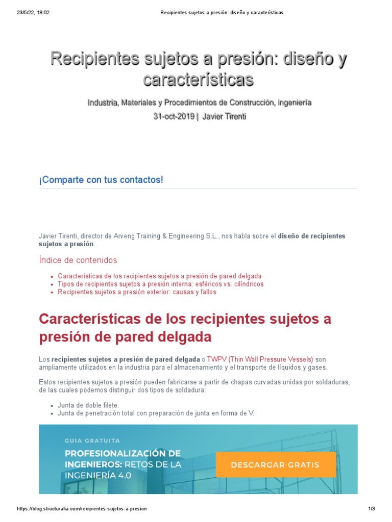 Recipientes Sujetos A Presión - Diseño y Características | PDF | Física ...