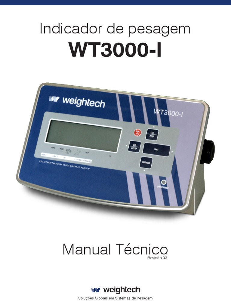 Manual do Usuário do Indicador de Pesagem Weightech WT3000-I | PDF | Decimal | Quilograma