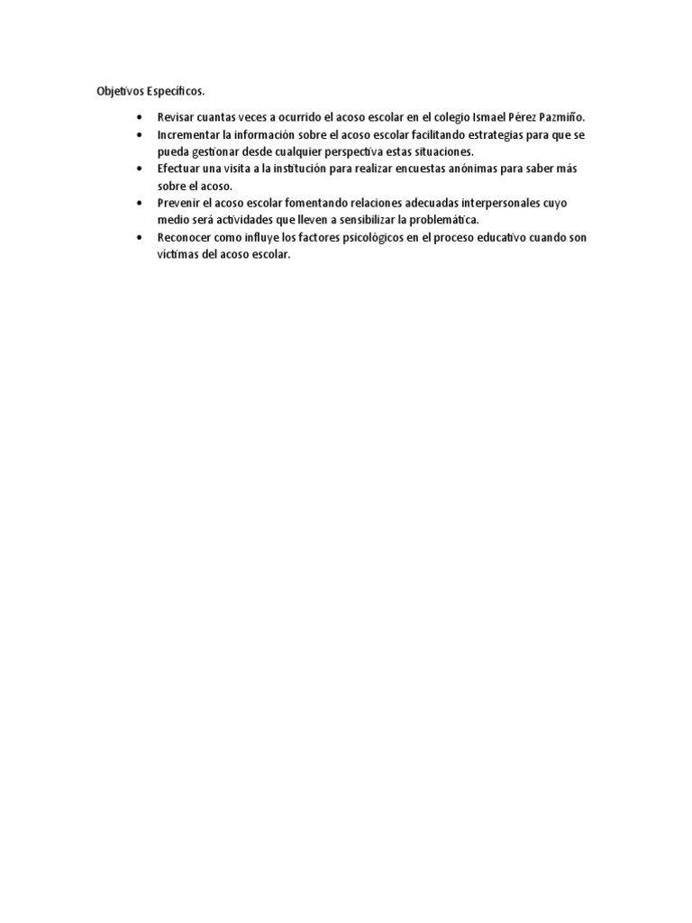 Objetivos Específicos | PDF