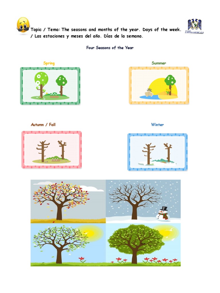 Topic / Tema: The Seasons and Months of The Year. Days of The Week ...