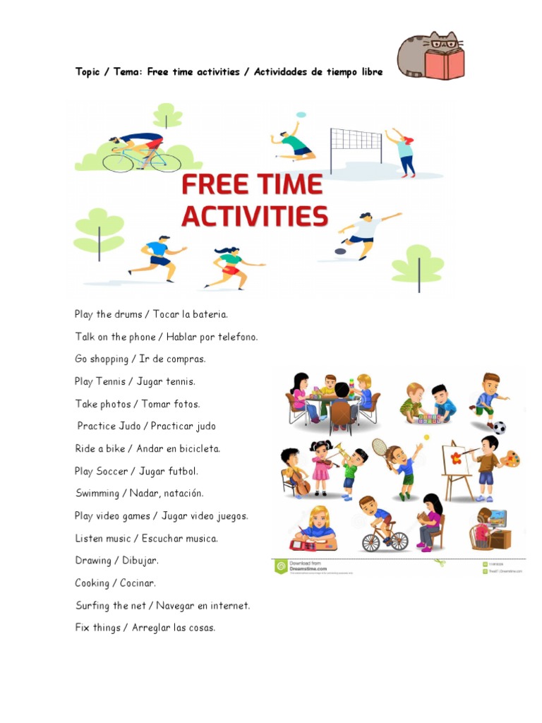 Topic / Tema: Free Time Activities / Actividades de Tiempo Libre | PDF