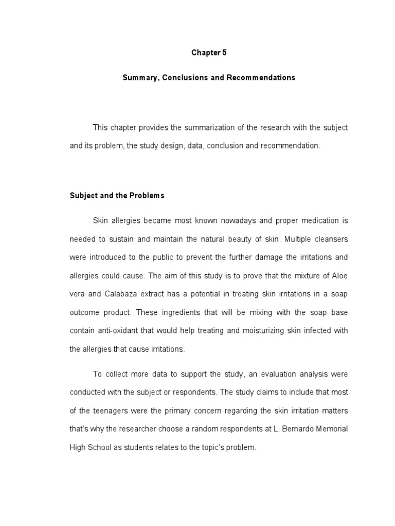 Chapter 5 Summary Findings and Recommendations | Download Free PDF ...