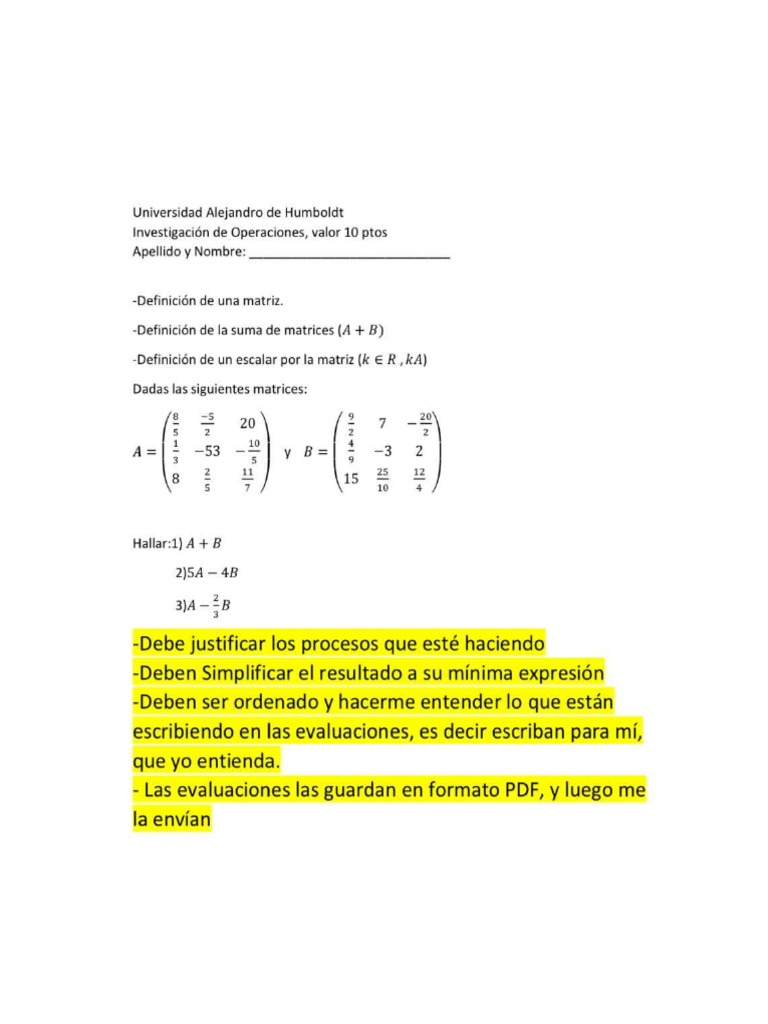 ALGEBRA LINEAL (Matrices) - Snayder Carles | PDF | Matriz (Matemáticas) | Análisis funcional