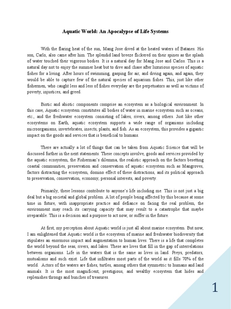 Aquatic World: An Apocalypse of Life Systems | PDF | Statistics ...