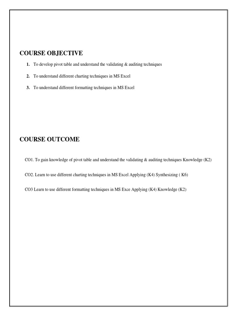 It Skill Lab 2 Mba 1st Year Pdf Microsoft Excel Computing 3990
