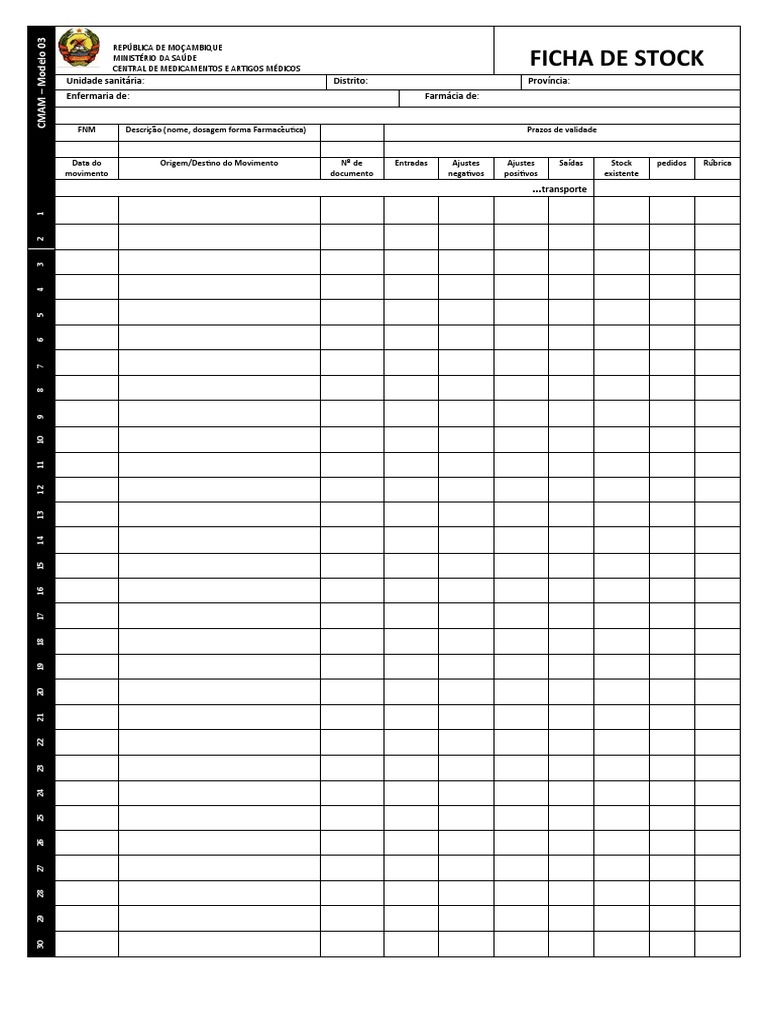 Ficha de Stock | PDF