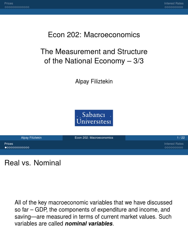 Econ 202: Macroeconomics The Measurement and Structure of The National ...