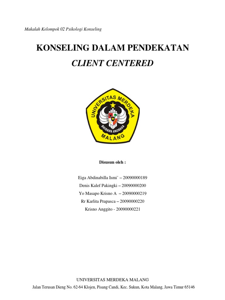 Makalah Konseling Dalam Pendekatan Client Centered - Kel 2 (E) | PDF