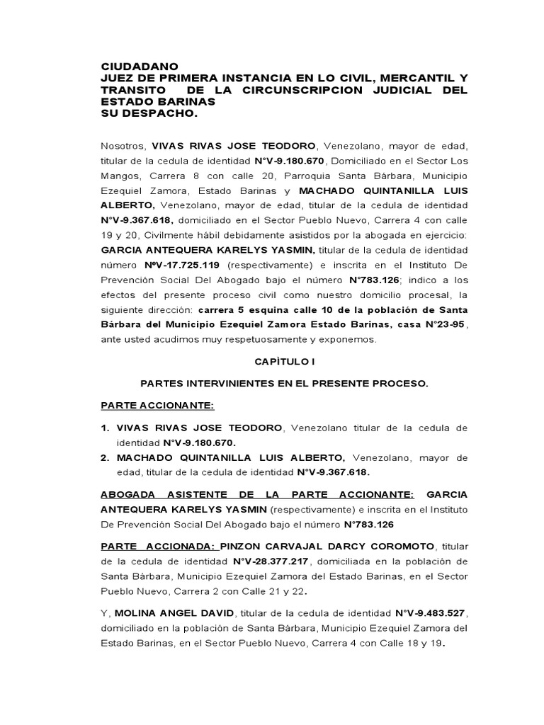 Libelo Demanda | PDF | Daños y perjuicios | Venezuela