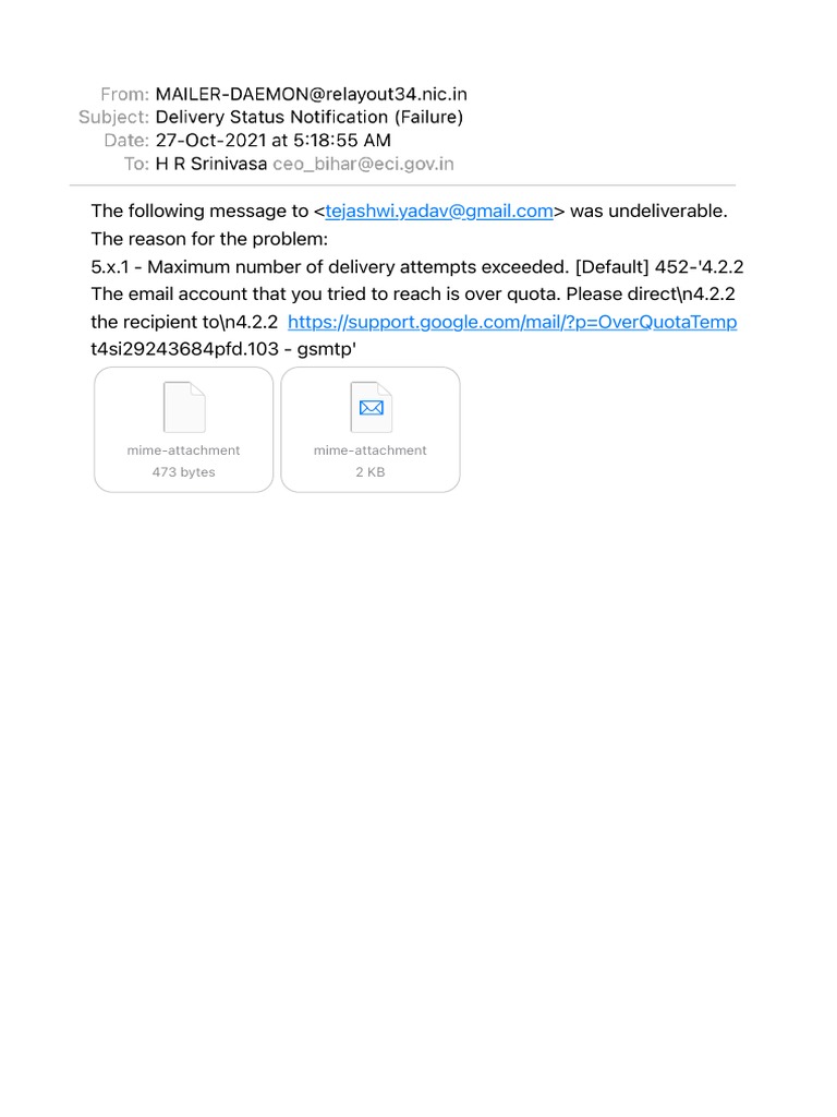 Delivery Status Notification (Failure) | PDF | Computers