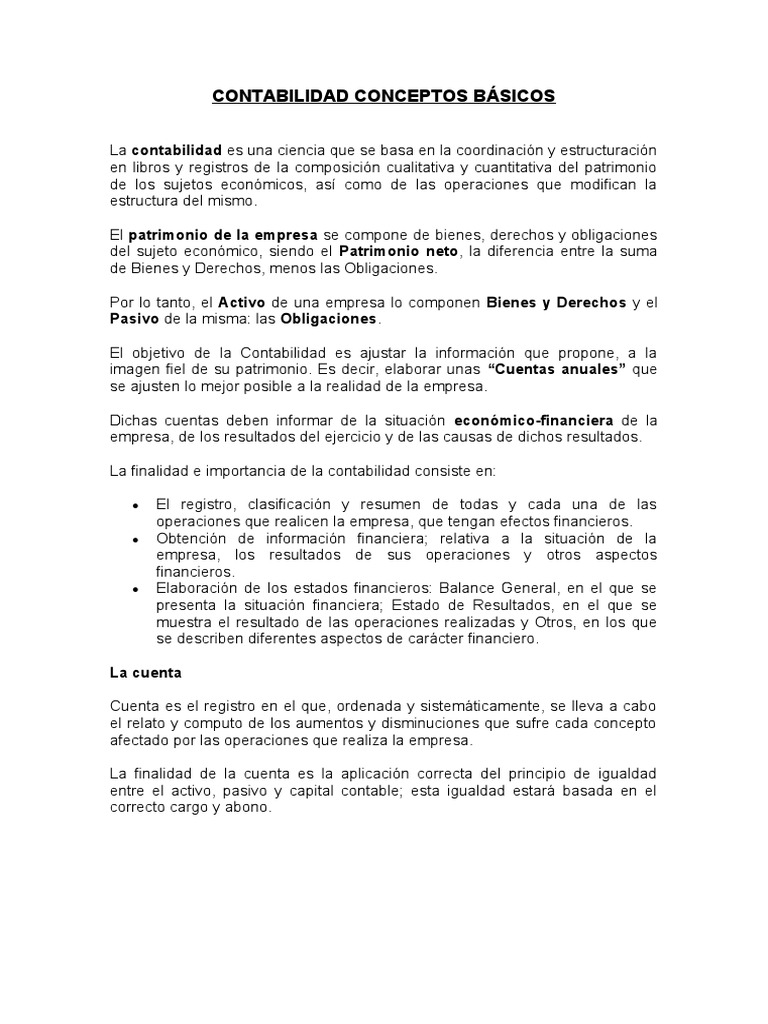 Contabilidad Conceptos Básicos | Descargar gratis PDF | Contabilidad ...